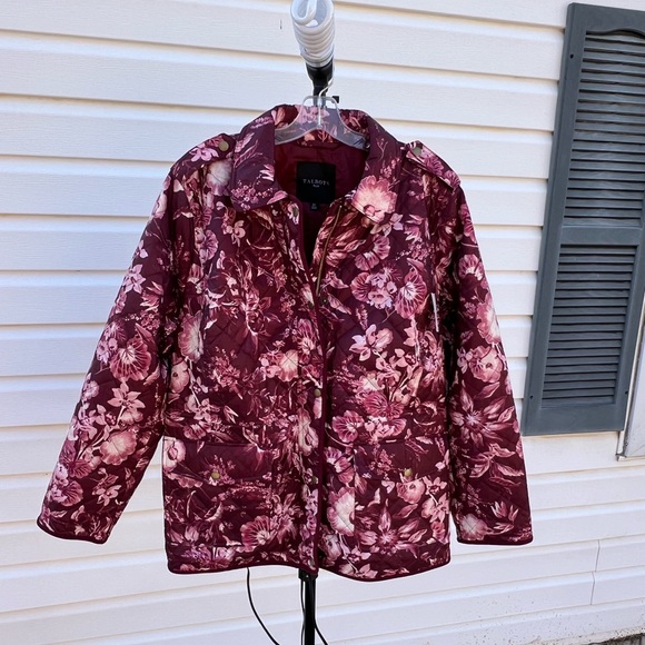 Talbots | Jackets & Coats | Nwt Talbots Pretty Maroon White Floral ...